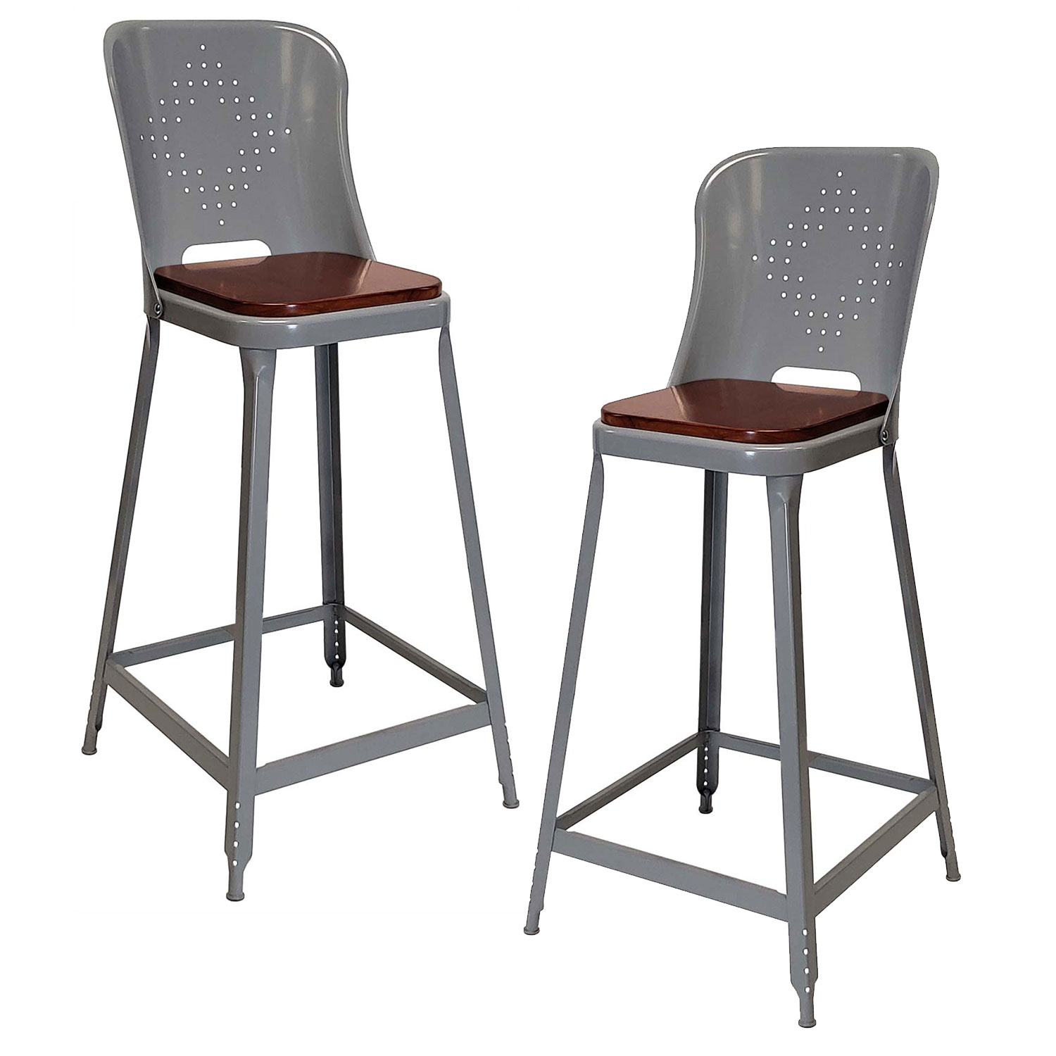 Metal Counter Stool With Back And Wood Seat | Lyon
