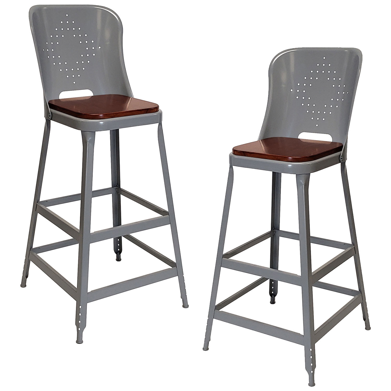 Metal Bar Stool With Back And Wood Seat | Lyon