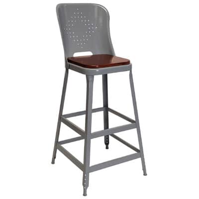 Metal Bar Stool With Back And Wood Seat | Lyon