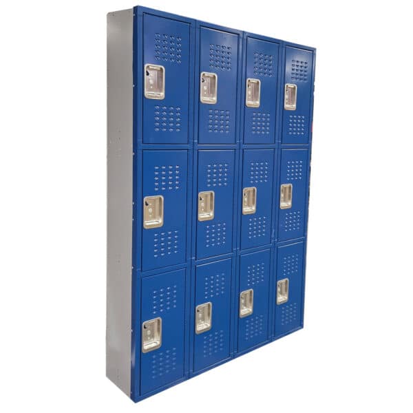 Triple Tier Galvanealled Steel Locker, 4-Wide, 12x12x72, Assembled ...